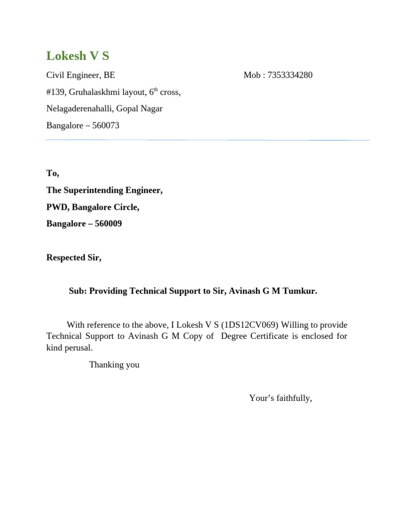 Tech Support Letter | PDF