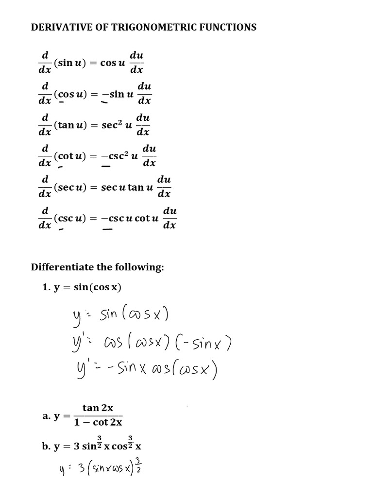 Derivative Trigo Midterms | PDF