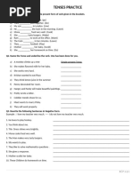Class 5 Tenses Worksheet with Answers | PDF | Grammatical Tense ...