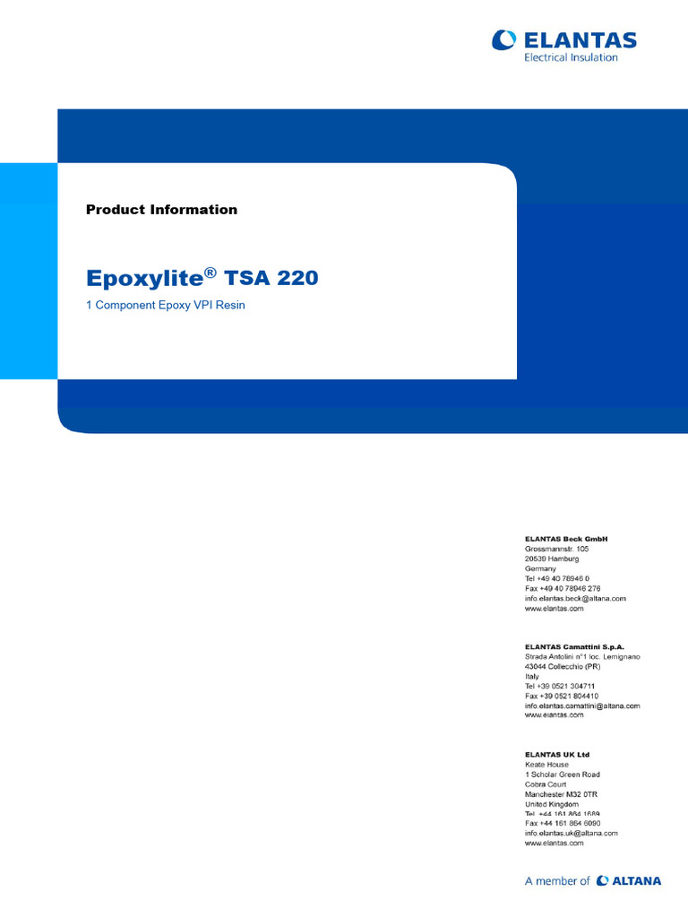 Prostech Elantas Epoxylite® TSA 220 1k Epoxy | PDF | Epoxy | Materials