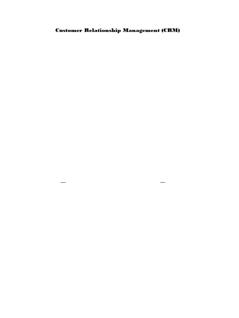 Customer Relationship Management Pdf Customer Relationship
