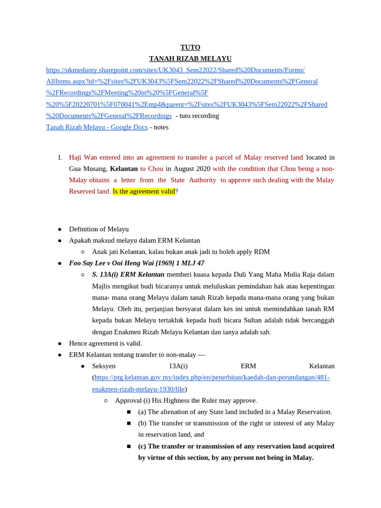 Tuto Rizab Melayu | PDF
