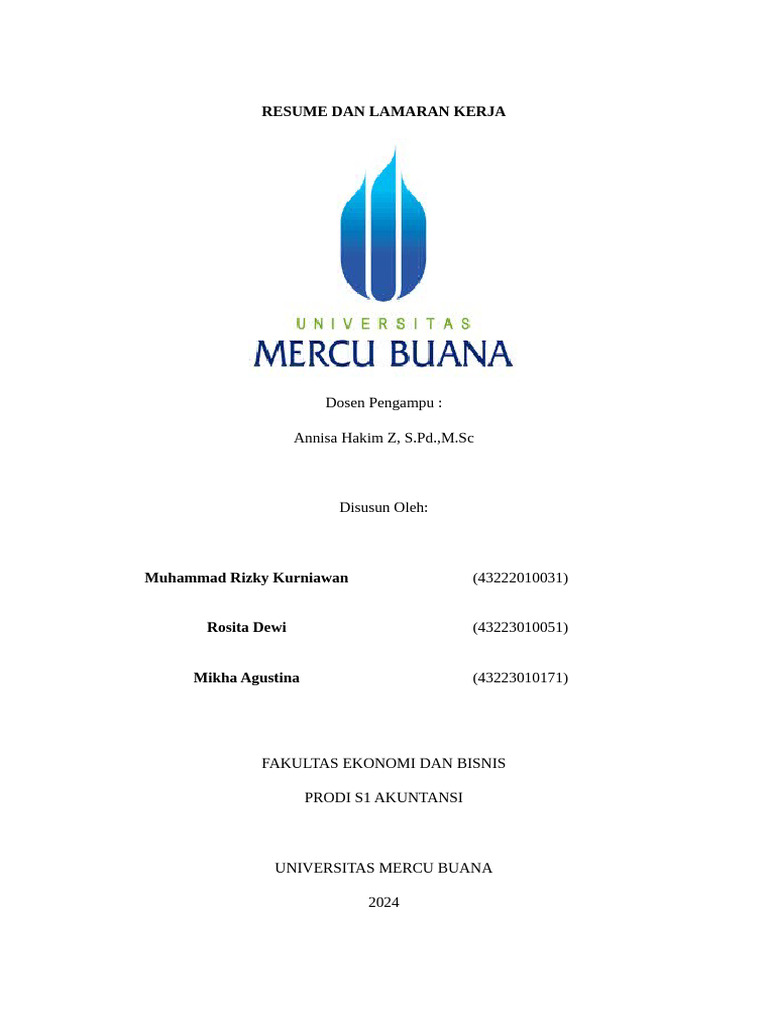 Kelompok 6 - Resume Dan Lamaran | PDF