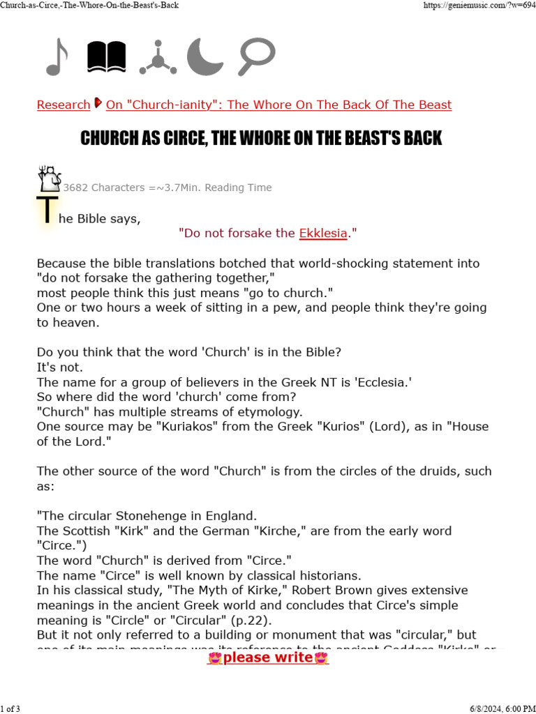 Church-as-Circe, The Whore On the Beast's Back | PDF | Christian Church ...