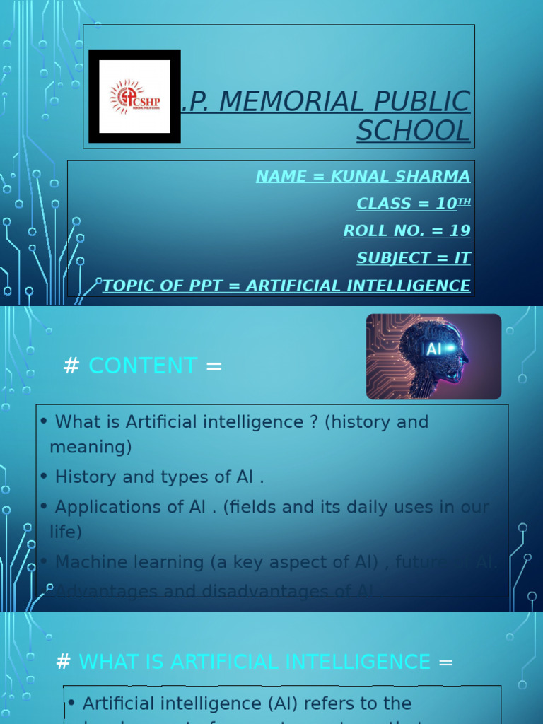 AI Overview for Class 10 Students | PDF