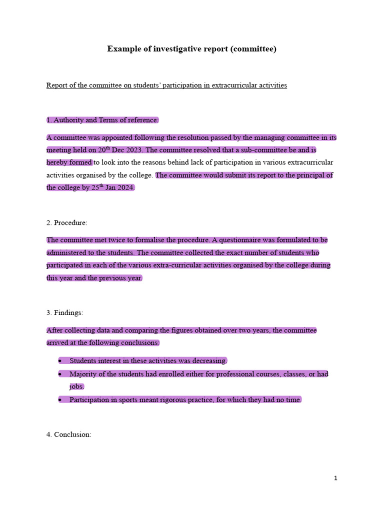 Examples of Report Writing | PDF | Committee | Libraries