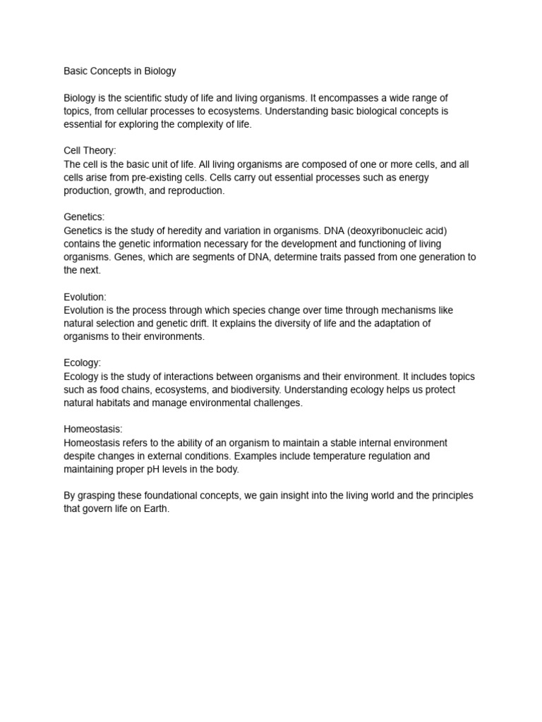 Basic Concepts in Biology | PDF