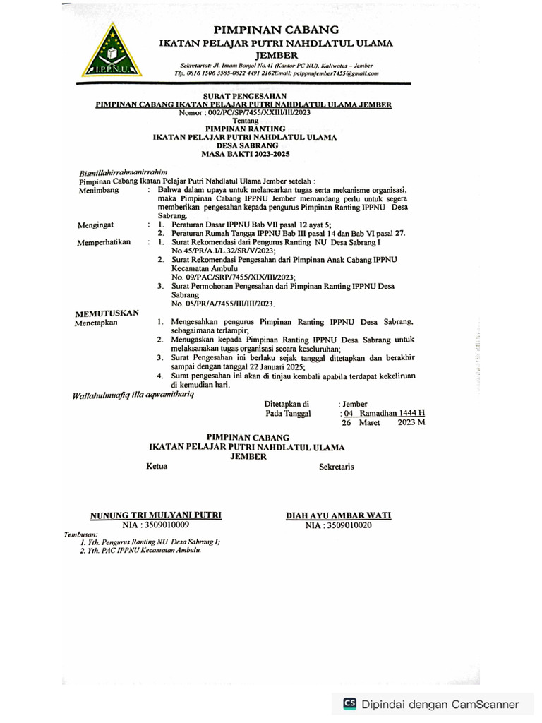 SP PR Ippnu Sabrang | PDF