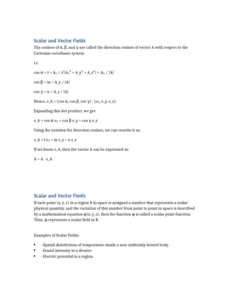 Scalar and Vector Field Basics | PDF