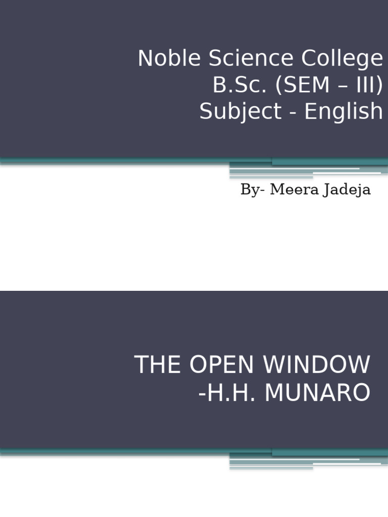 The Open Window | PDF | Saki