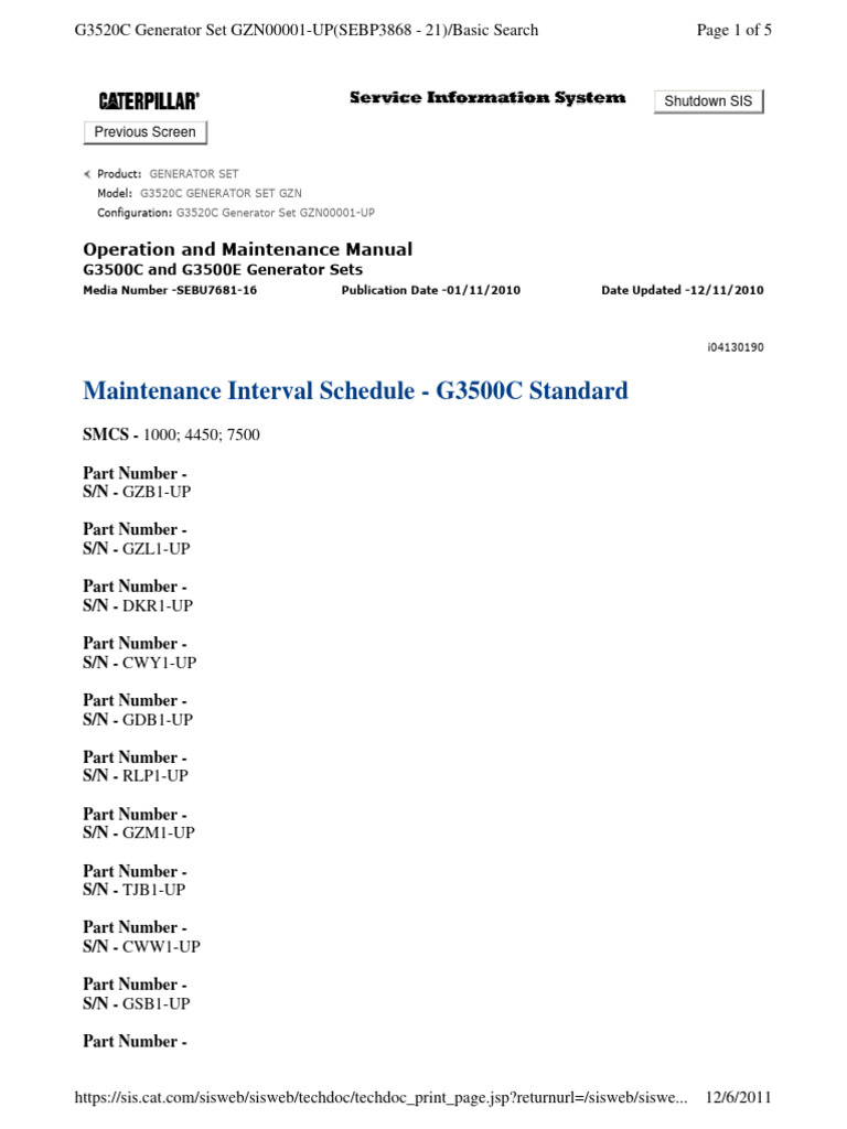 GZN Maintenance Interval Schedule | PDF | Engines | Motor Oil