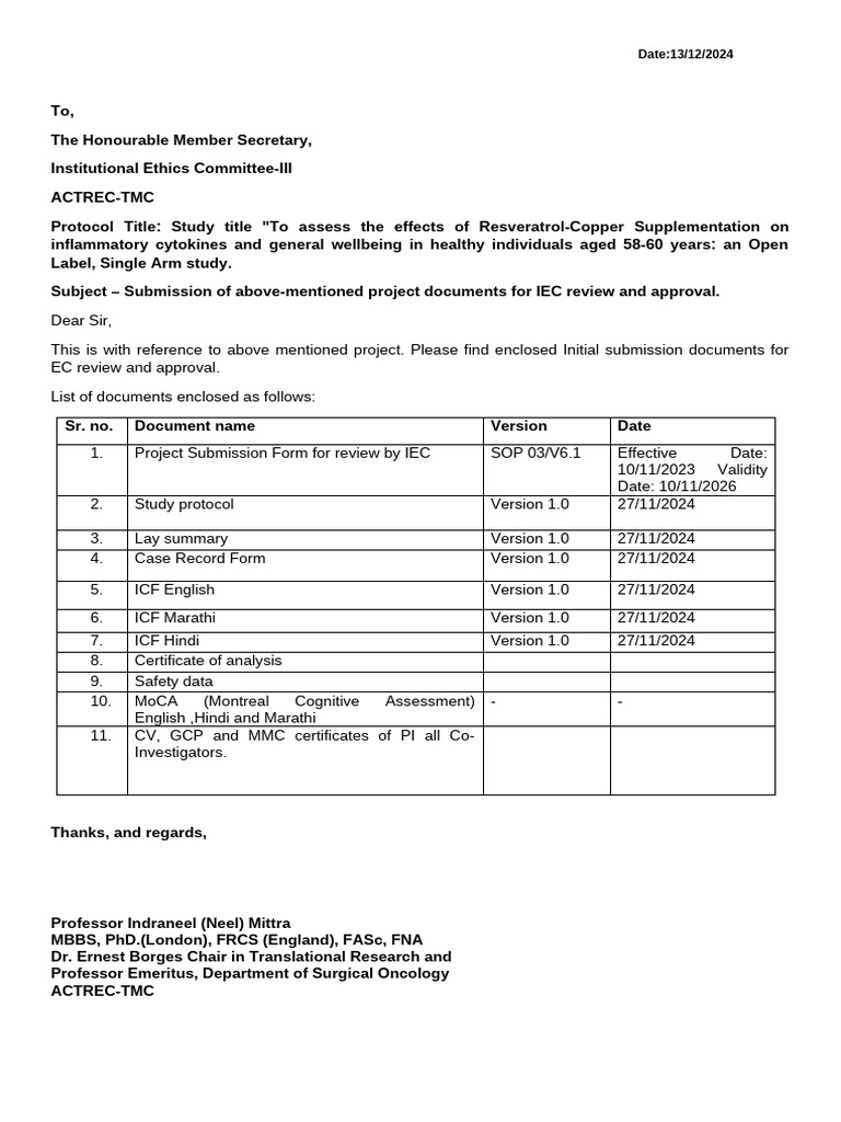 Cover Letter To IEC | PDF