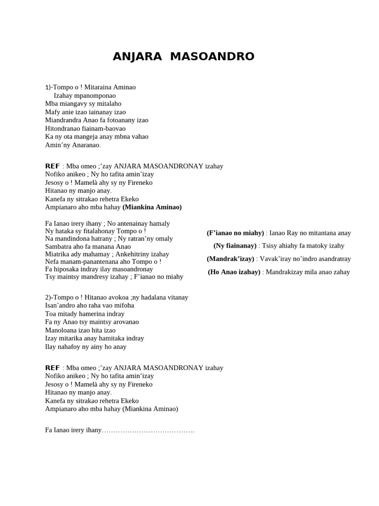Anjara Masoandro | PDF