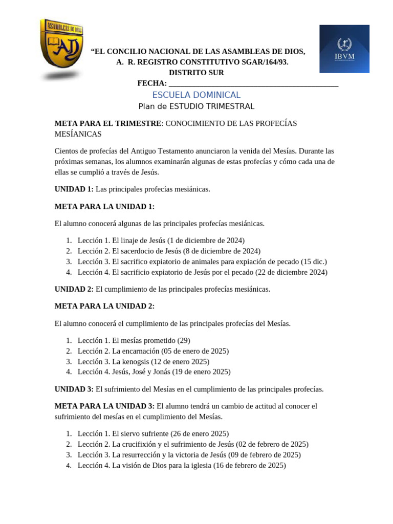 PLAN TRIMESTRAL DE ESTUDIO | PDF