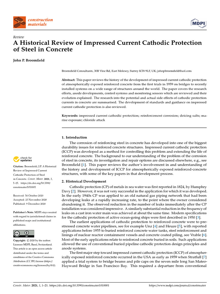 2021A Historical Review of Impressed Current Cathodic Protection of ...