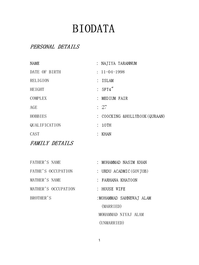 Biodata | PDF