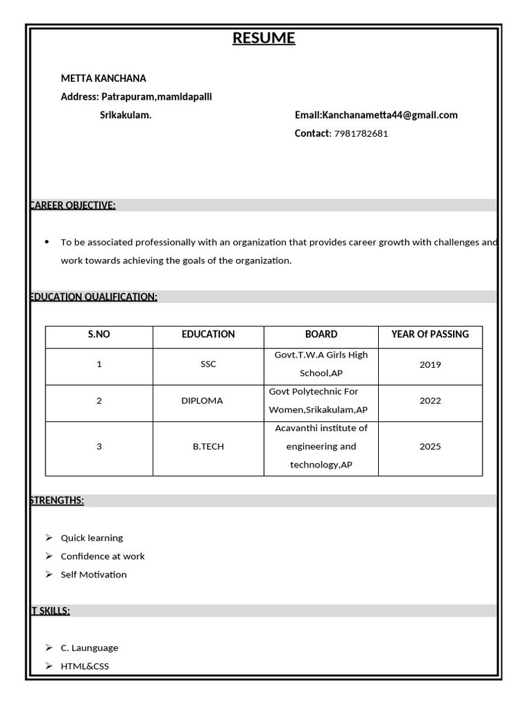 Kanchu Resume | PDF