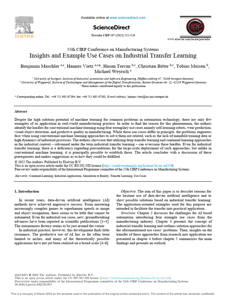 Industrial Transfer Learning in AI | PDF | Artificial Intelligence ...