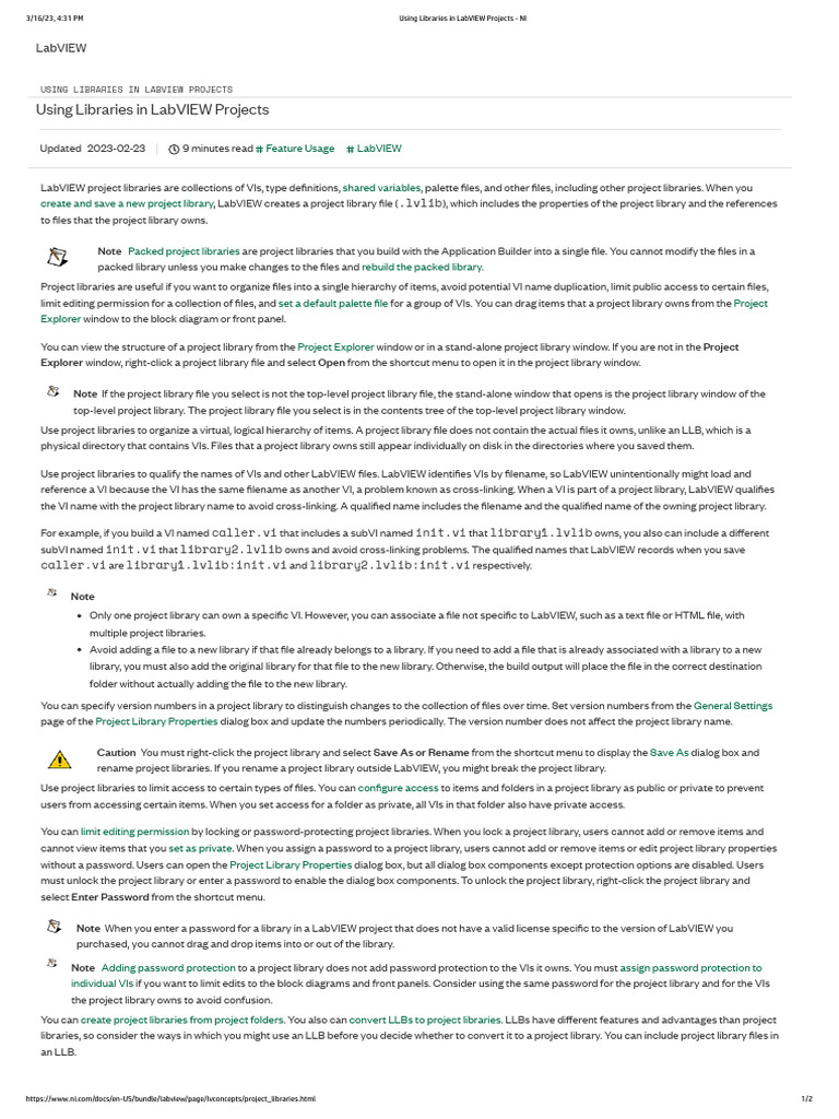 Using Libraries in LabVIEW Projects - NI | PDF | Computer File | Library (Computing)
