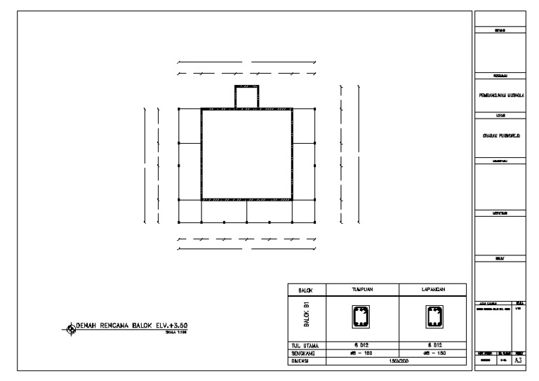 rencana balok elevasi 3.50 | PDF
