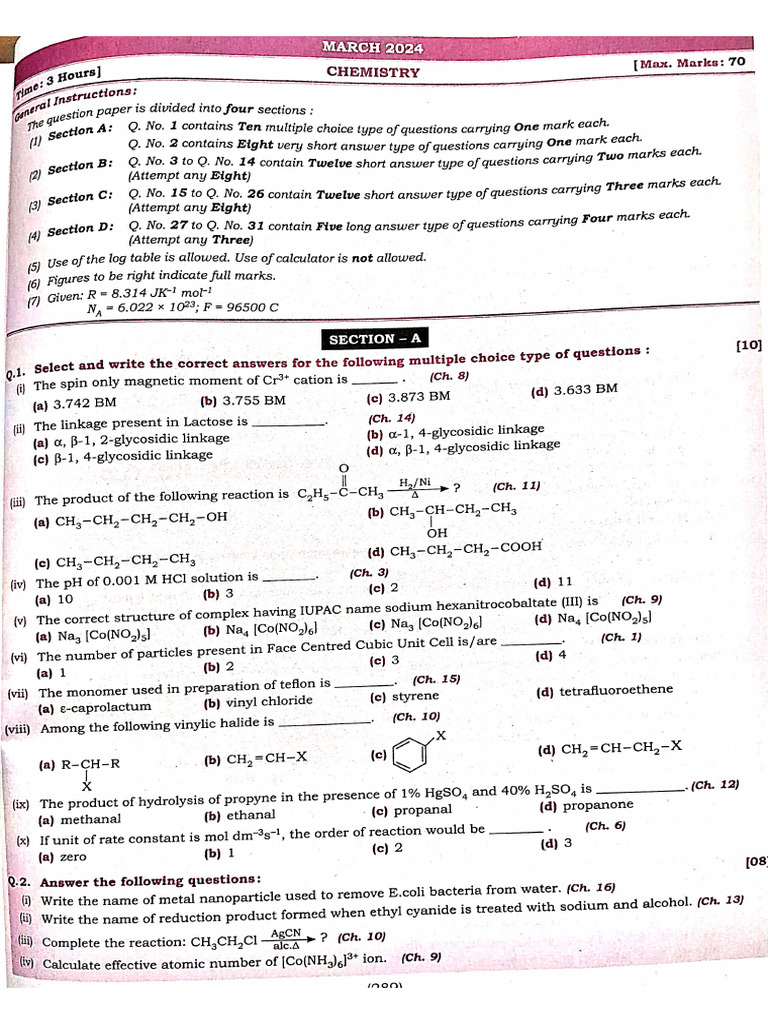 Chemistry (March 2024) | PDF