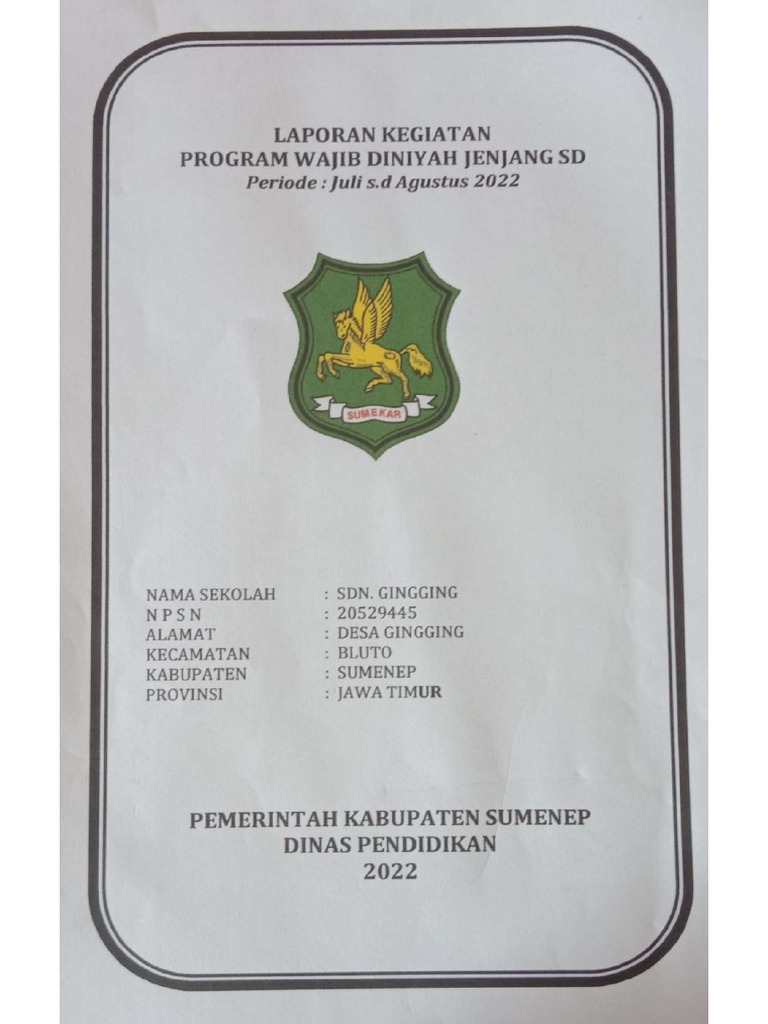 Laporan Pediyah SDN. Gingging | PDF