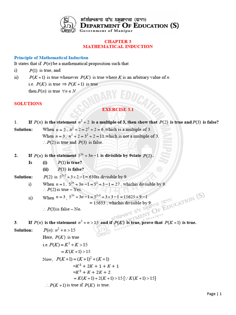 Mathematical Induction Principles and Examples | PDF | Syntax (Logic ...