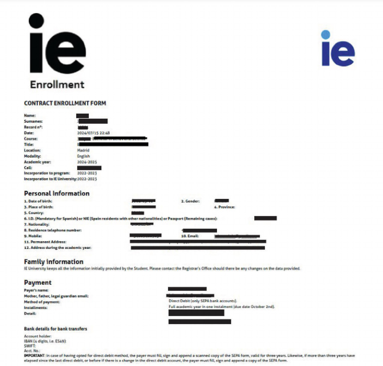 IE Enrollment Redacted | PDF