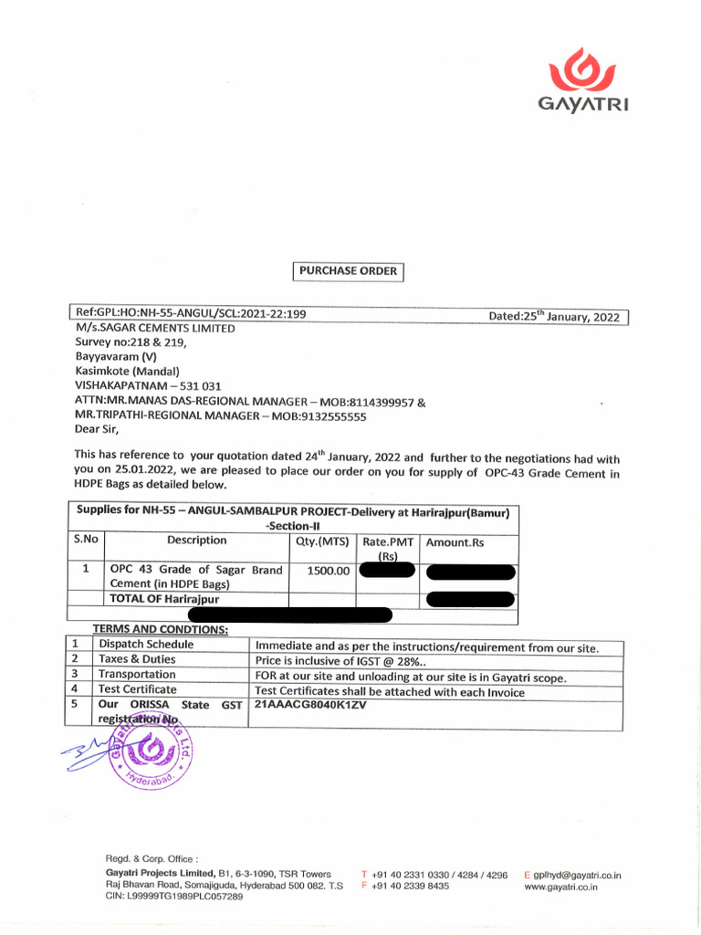 Gayatri Projects - NH | PDF