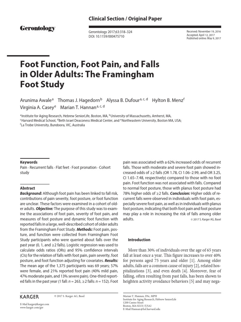 Awale, 2017. Foot function, foot pain, and falls in older adults. the ...