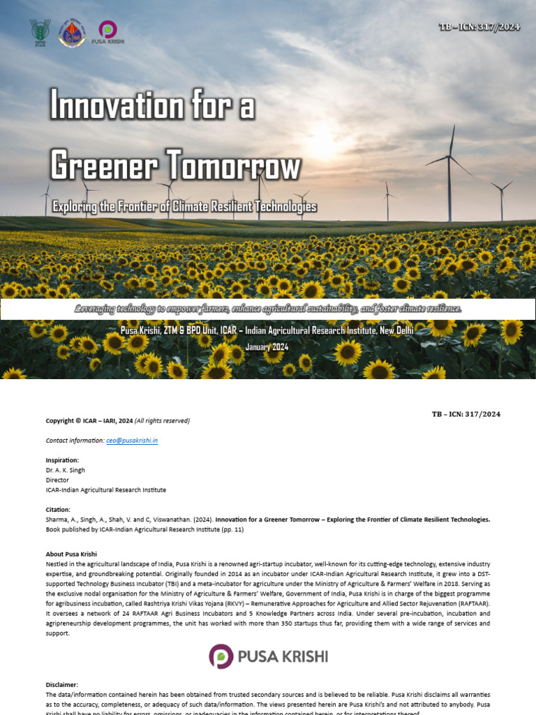 Climate Resilient Technologies - v1 - Jan 2024 Final | PDF | Climate ...