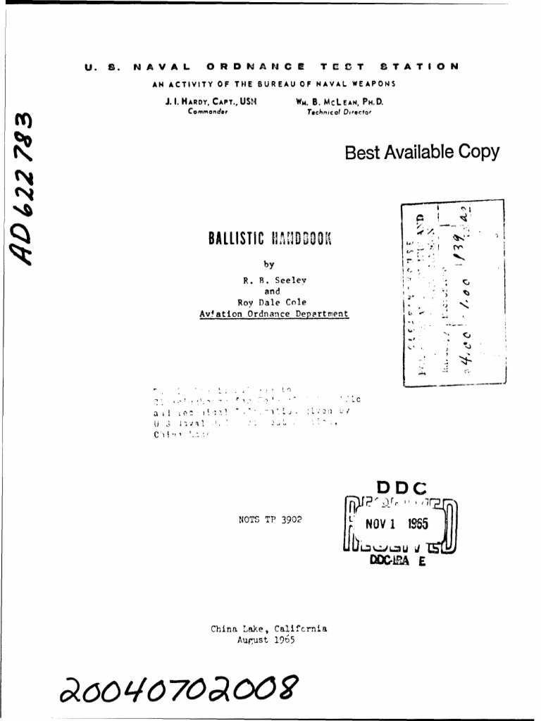Ballistic Handbook - US Naval Ordnance | PDF | Acceleration | Drag ...