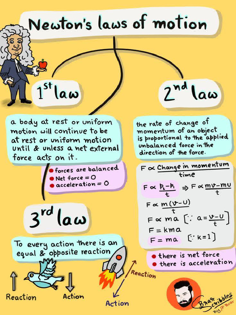 Newton's Laws of Motion _ Physics _ Science Scribbles by JP Brar-output | PDF