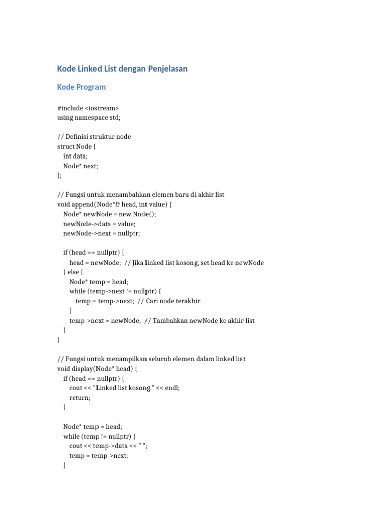 Pemrograman Linked List Dasar | PDF