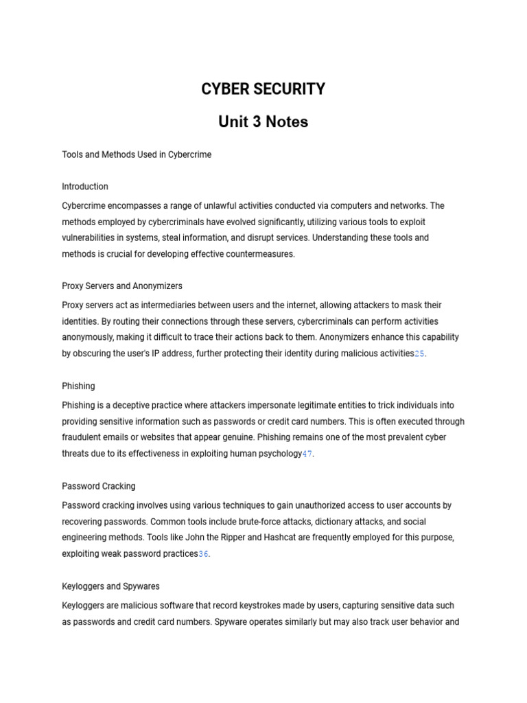 CYBER SECURITY Unit 3 Notes | PDF | Malware | Cybercrime
