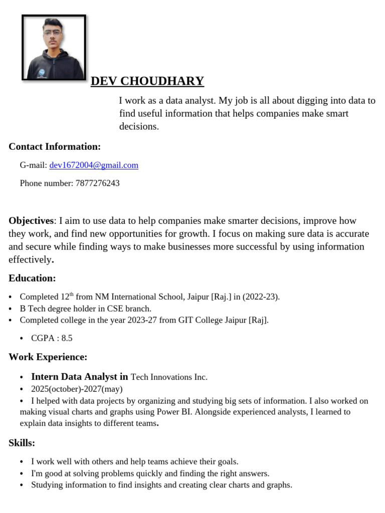 Dev Choudhary - CVPDF | PDF