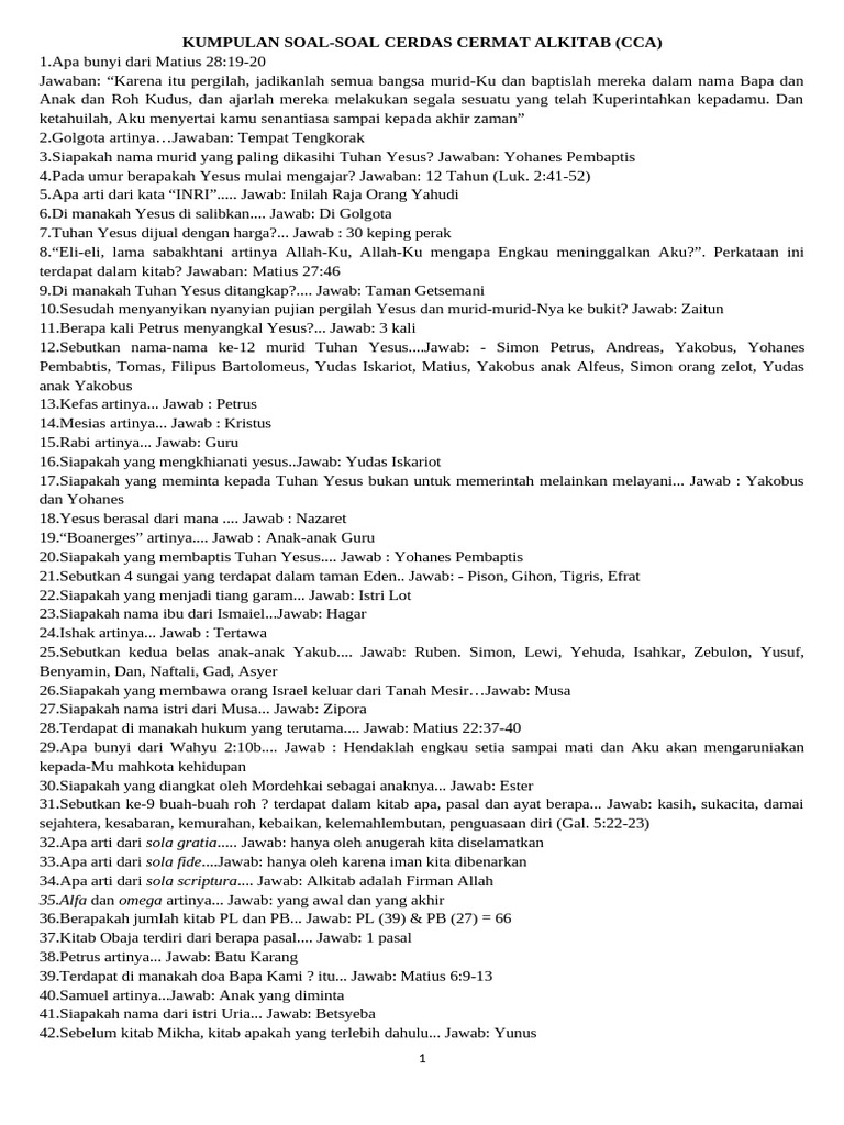 Kumpulan Soal Cca | PDF
