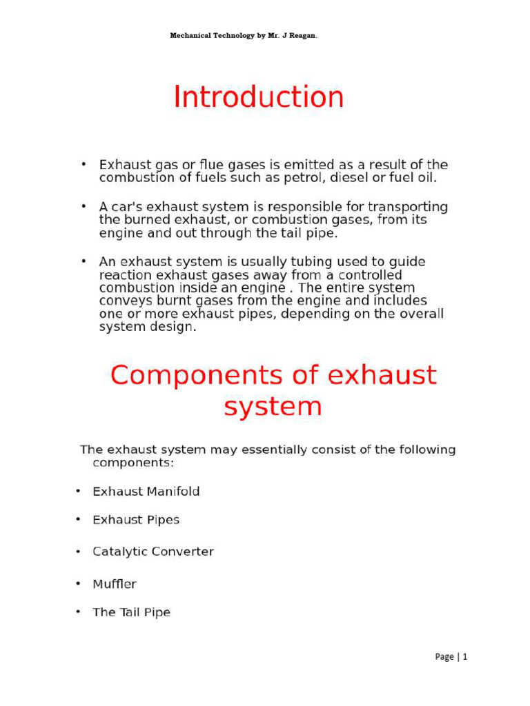 The Exhaust System by Rea | PDF