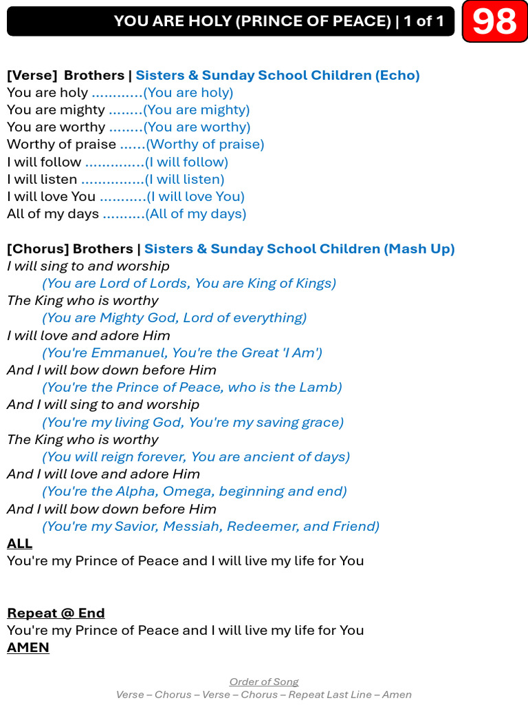 You Are Holy (Prince of Peace) Lyrics | PDF