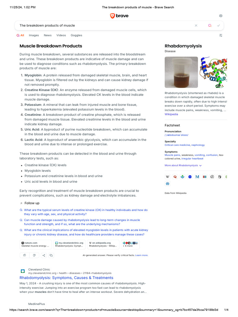 The Breakdown Products of Muscle - Brave Search | PDF | Skeletal Muscle ...