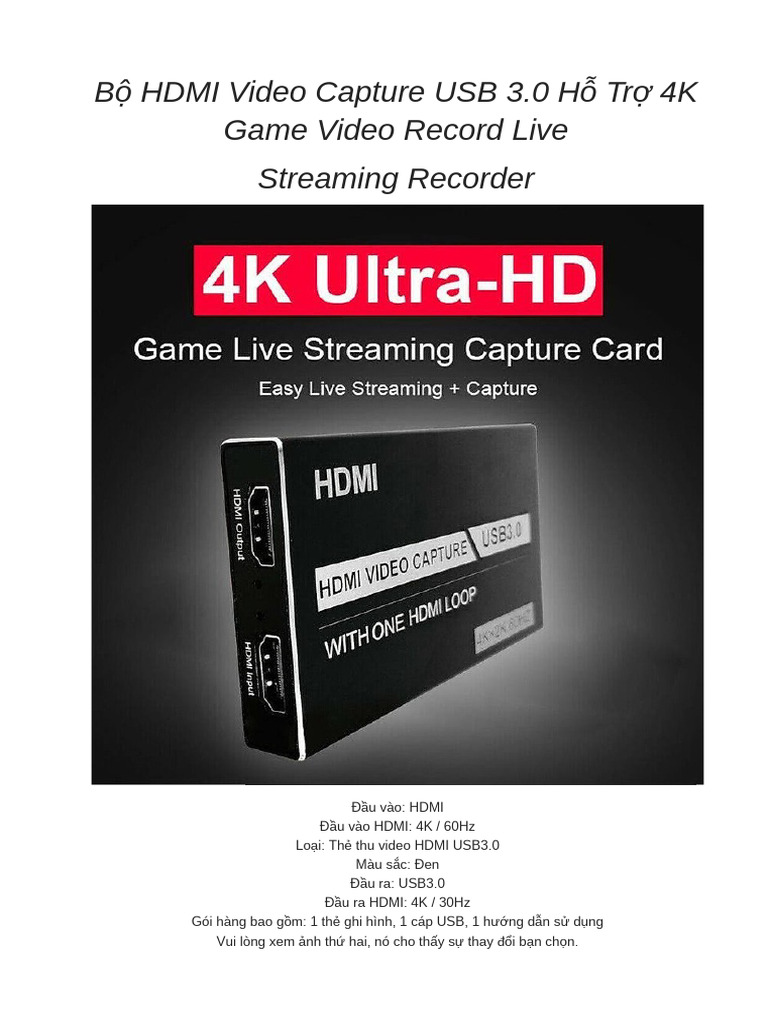B HDMI Video Capture USB 3 | PDF