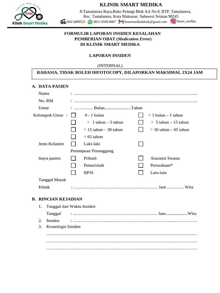 PKP 15.12 FORM LAPORAN MEDICATION ERROR | PDF