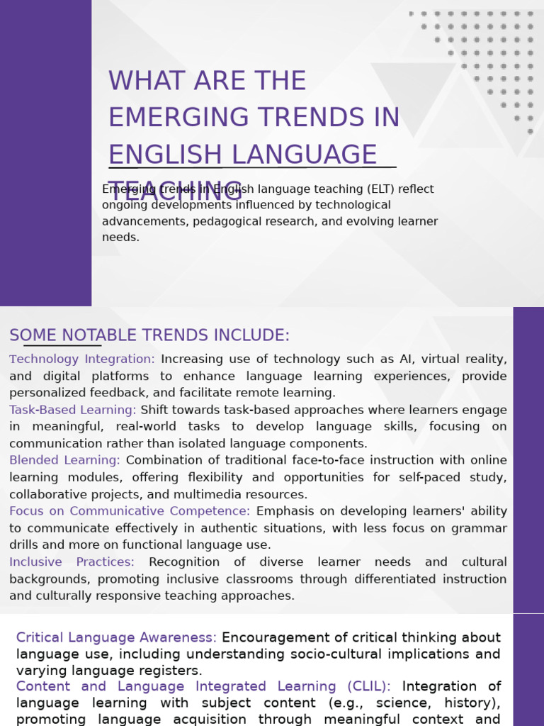 Emerging Trends | PDF | Learning | Language Education