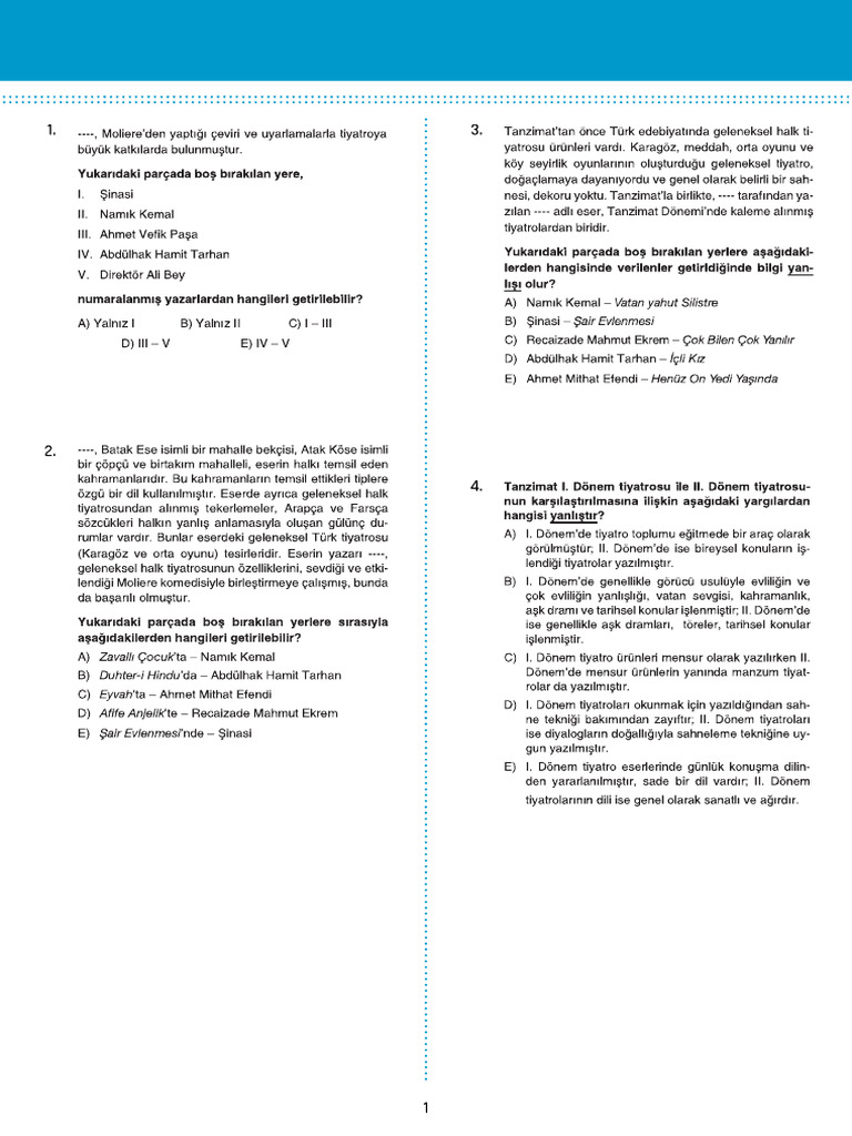 Tiyatro (Tanizmat Dön) | PDF