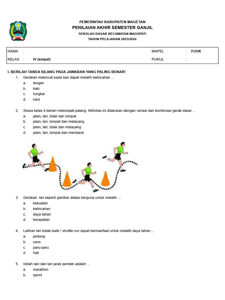 Soal Pjok Kelas 4 - Soal Untuk Cetak | PDF