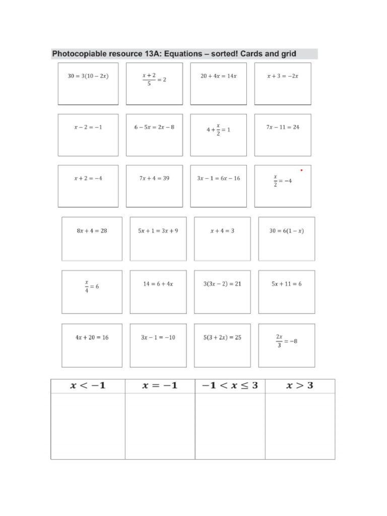13 Activity 1 Equations and Inequalities | PDF