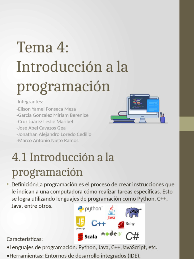 Tema 4 Introduccion A La Programacion | PDF | Algoritmos | Programación de computadoras