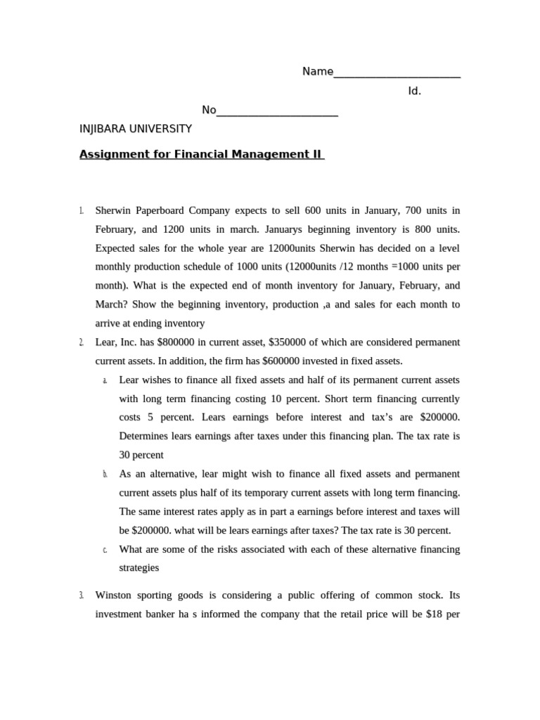Financial Management Assignment Overview | PDF | Earnings Per Share ...