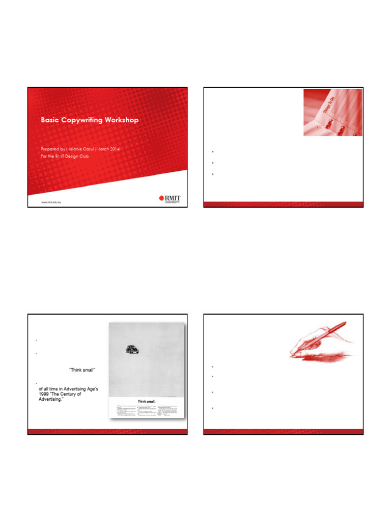 BasicCopywriting SlidesRMIT | PDF | Copywriting | Brainstorming