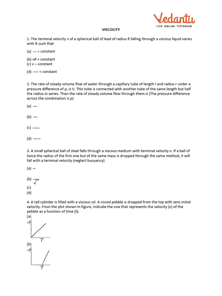 JEE - Physics - Viscocity | PDF | Viscosity | Drop (Liquid)
